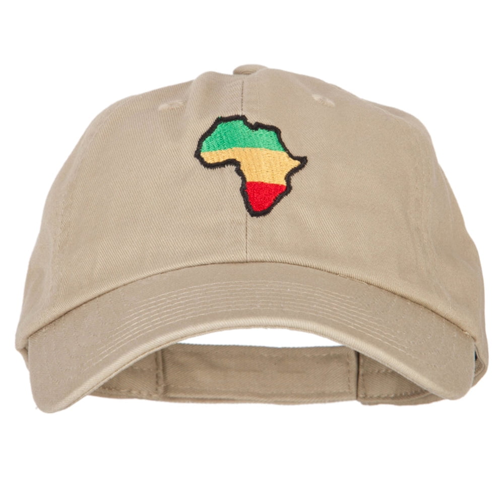 Rasta Africa Map Embroidered Low Profile Cotton Cap - Khaki OSFM ...