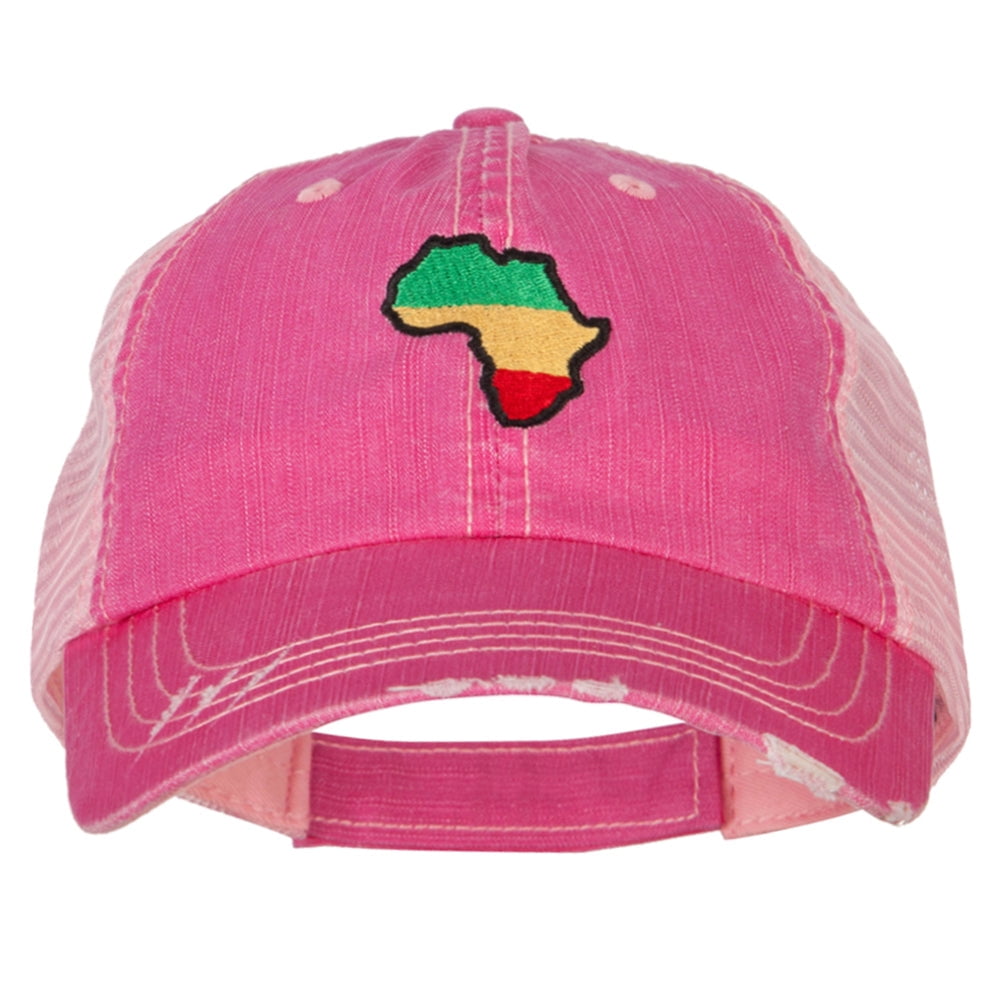 Rasta Africa Map Embroidered Low Profile Cotton Mesh Cap - Fuchsia OSFM ...