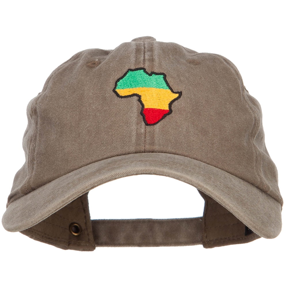 Rasta Africa Map Embroidered Unstructured Cap - Khaki OSFM - Walmart.com