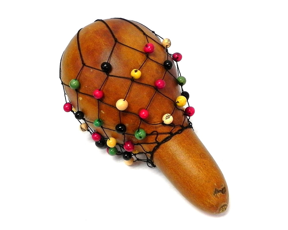Rasta Beaded Net Natural Gourd Shaker Shekere Rattle Maraca - Handmade ...