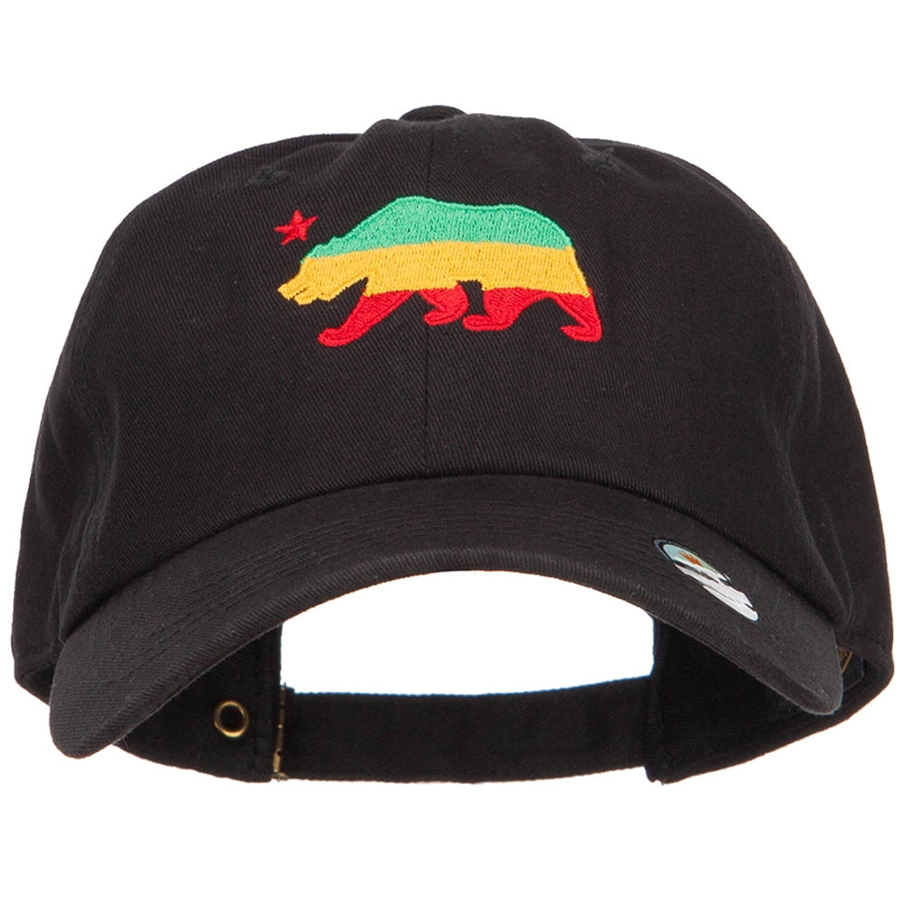 Rasta Cali Bear Embroidered Unstructured Cap - Black OSFM - Walmart.com