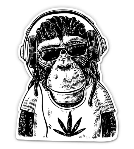 Rasta Chimp - 3" Vinyl Sticker - For Car Laptop Water Bottle Phone ...