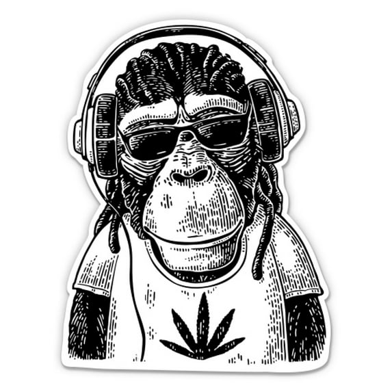 Rasta Chimp - 3" Vinyl Sticker - For Car Laptop Water Bottle Phone ...
