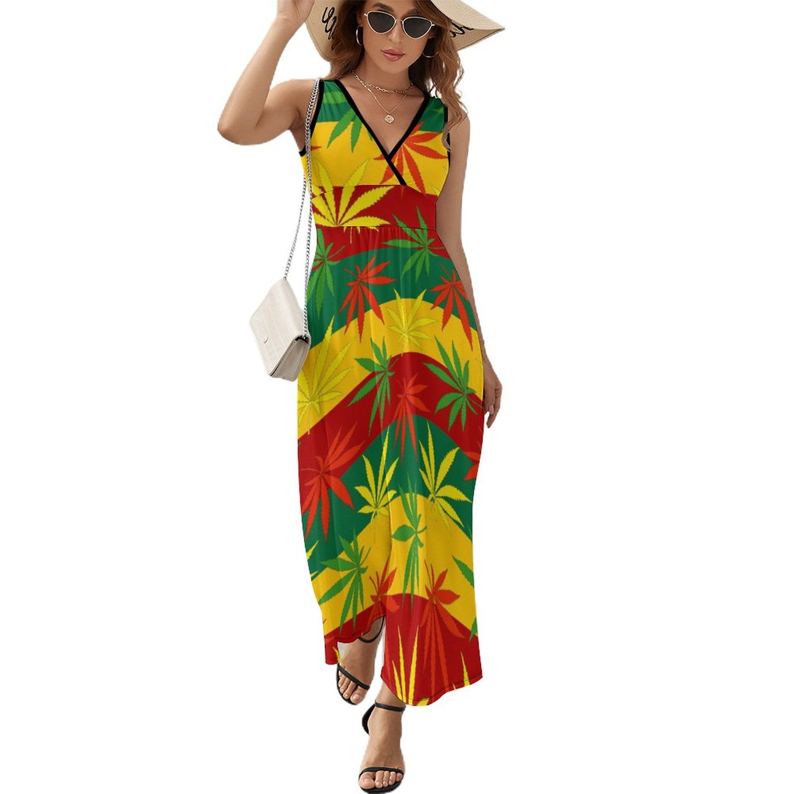 Rasta Color Ornamen Dress Street Style Boho Beach Long Dresses Woman ...