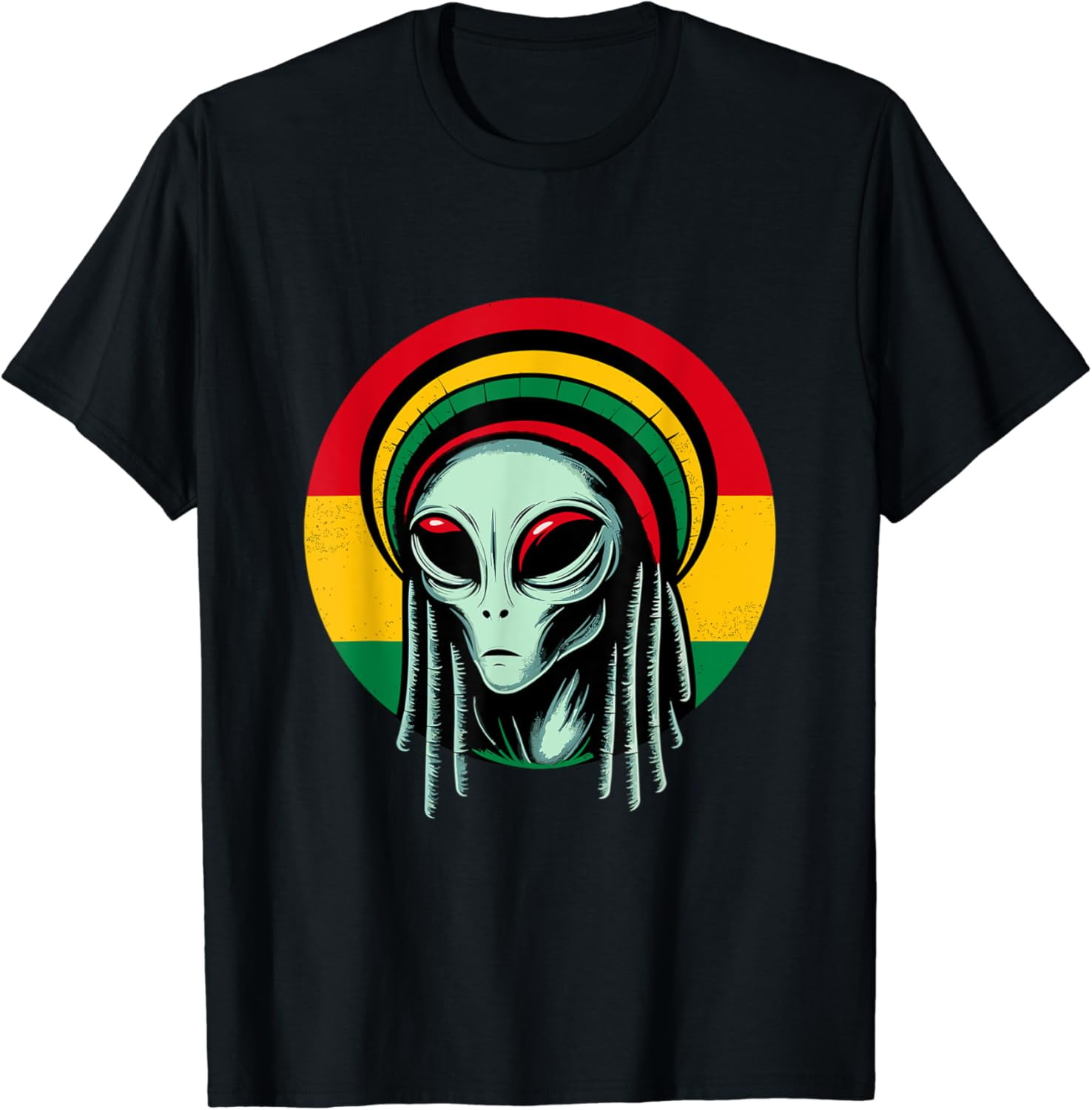 Rasta Dreadlock Alien Reggae Roots Jamaica UFO Rastafarian T-Shirt ...