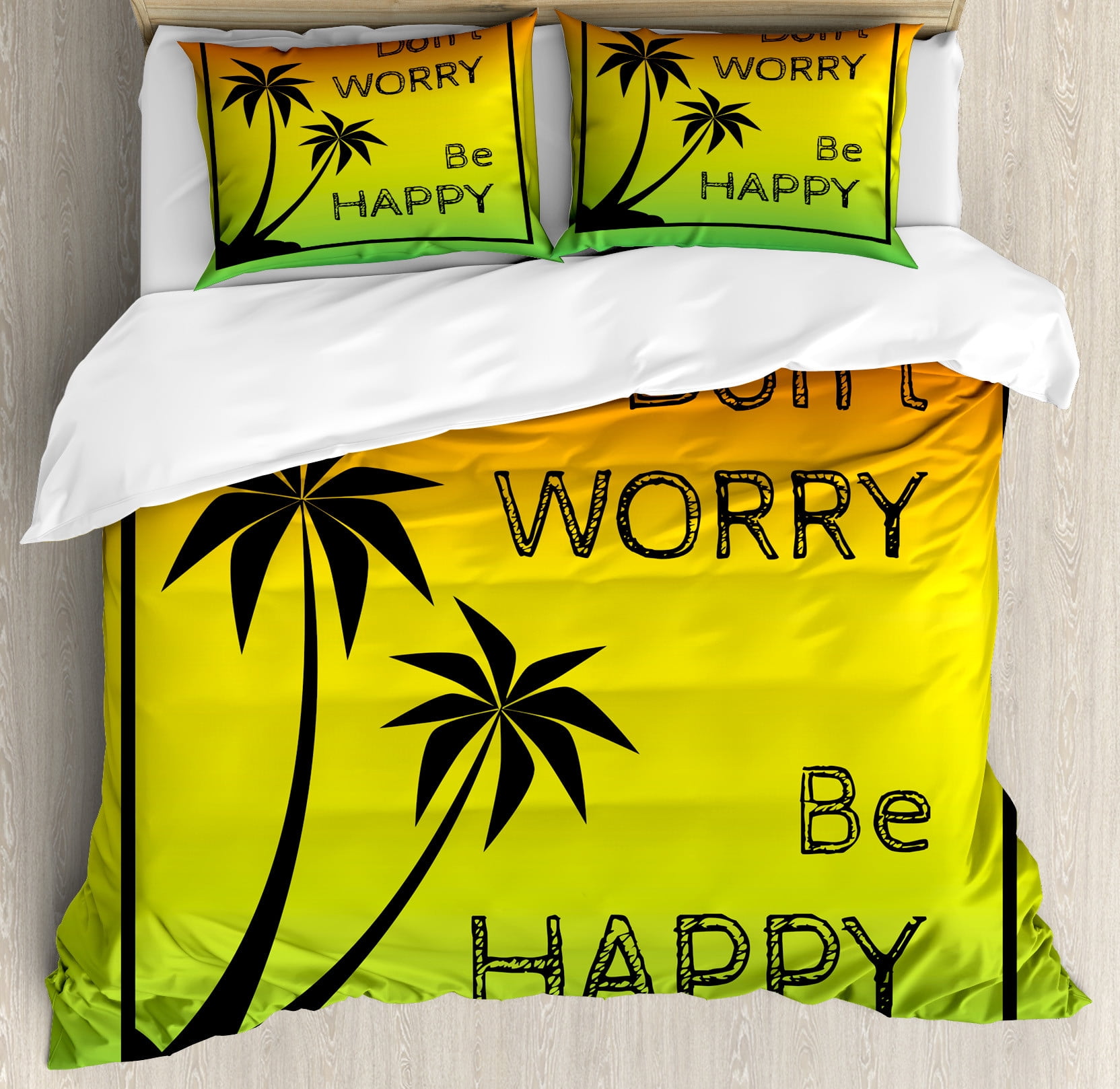 Rasta Duvet Cover Set, Dont Worry Be Happy Music Words of Iconic Singer ...