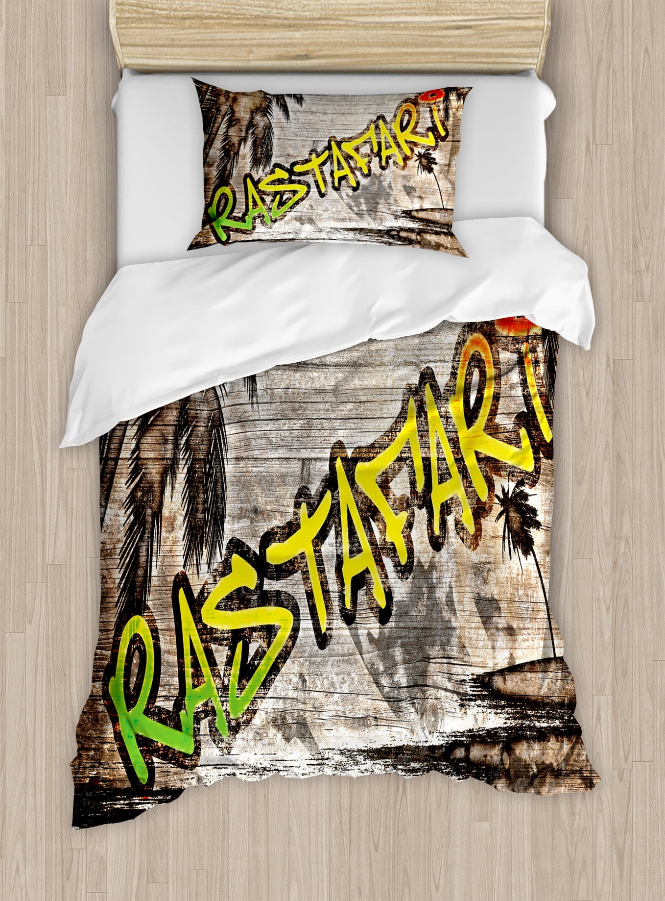 Rasta Duvet Cover Set, Jamaican Reggae Music Inspired Rastafari Street ...
