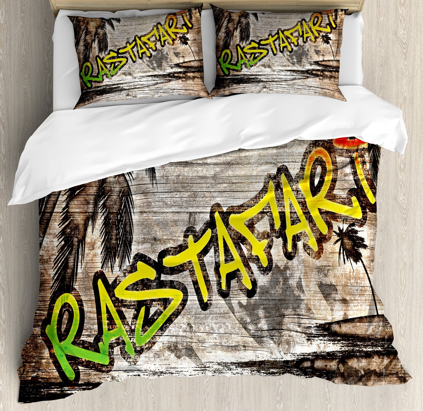 Rasta Duvet Cover Set, Jamaican Reggae Music Inspired Rastafari Street ...