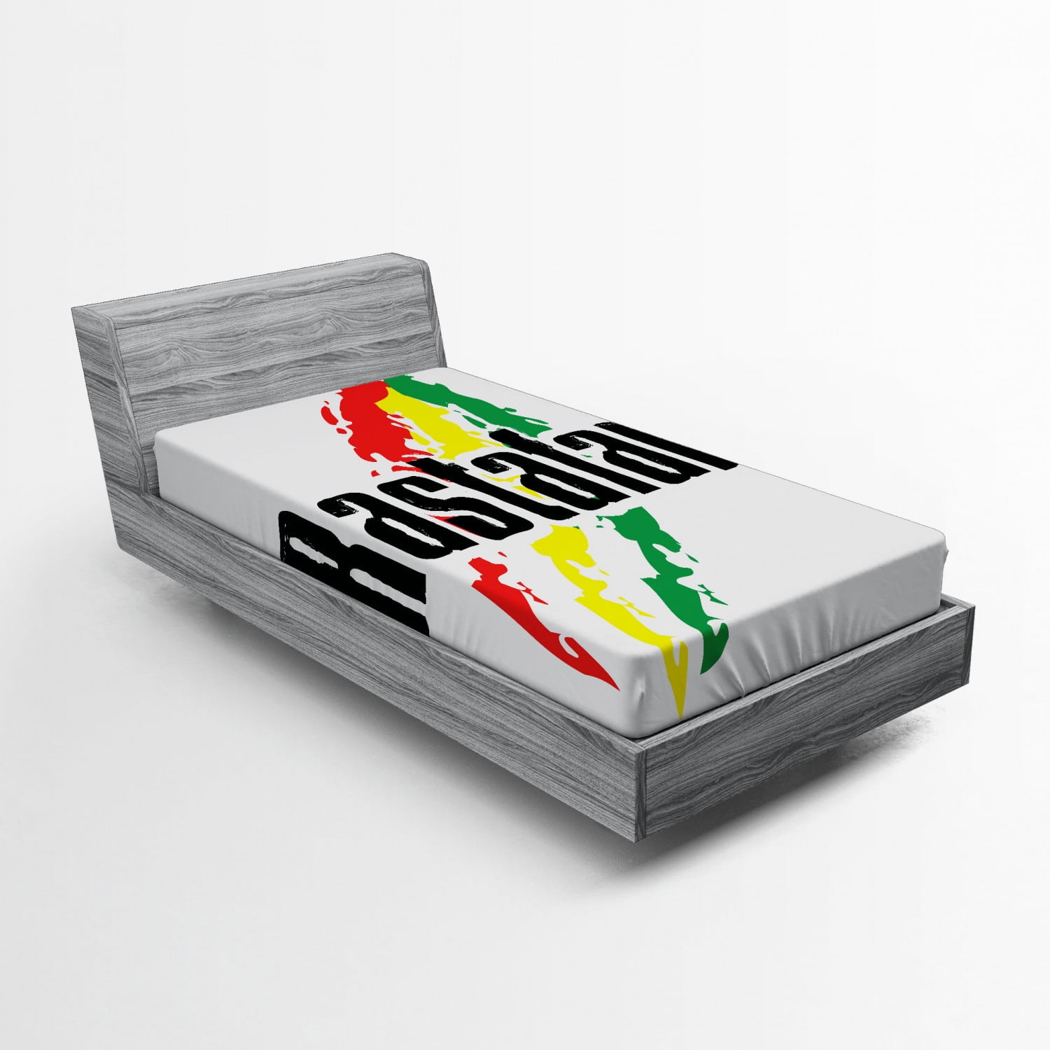 Ambesonne Rasta Fitted Sheet, Grunge Rastafari Words, Twin XL Size, Red ...