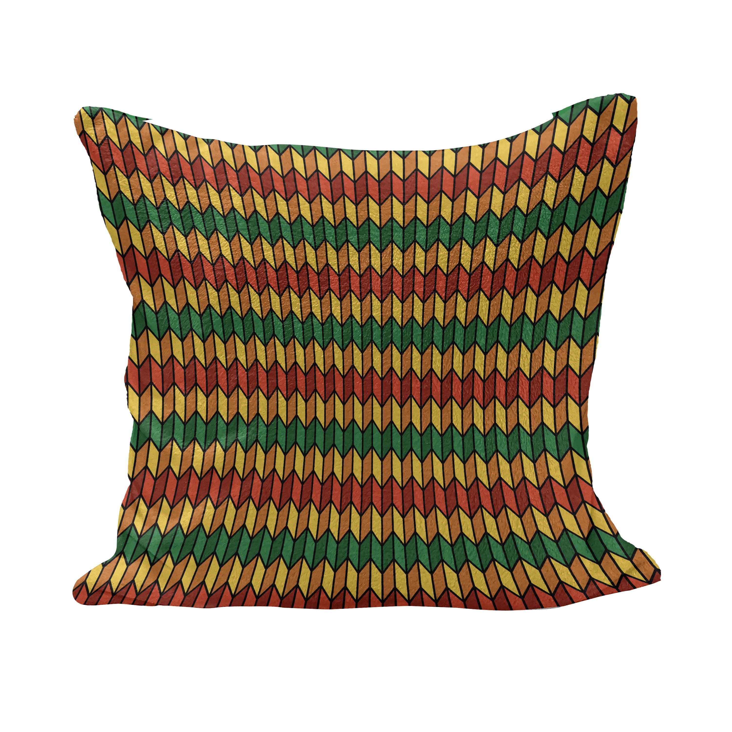 Rasta Fluffy Throw Pillow Cushion Cover, Geometrical Zig Zag Triangle ...