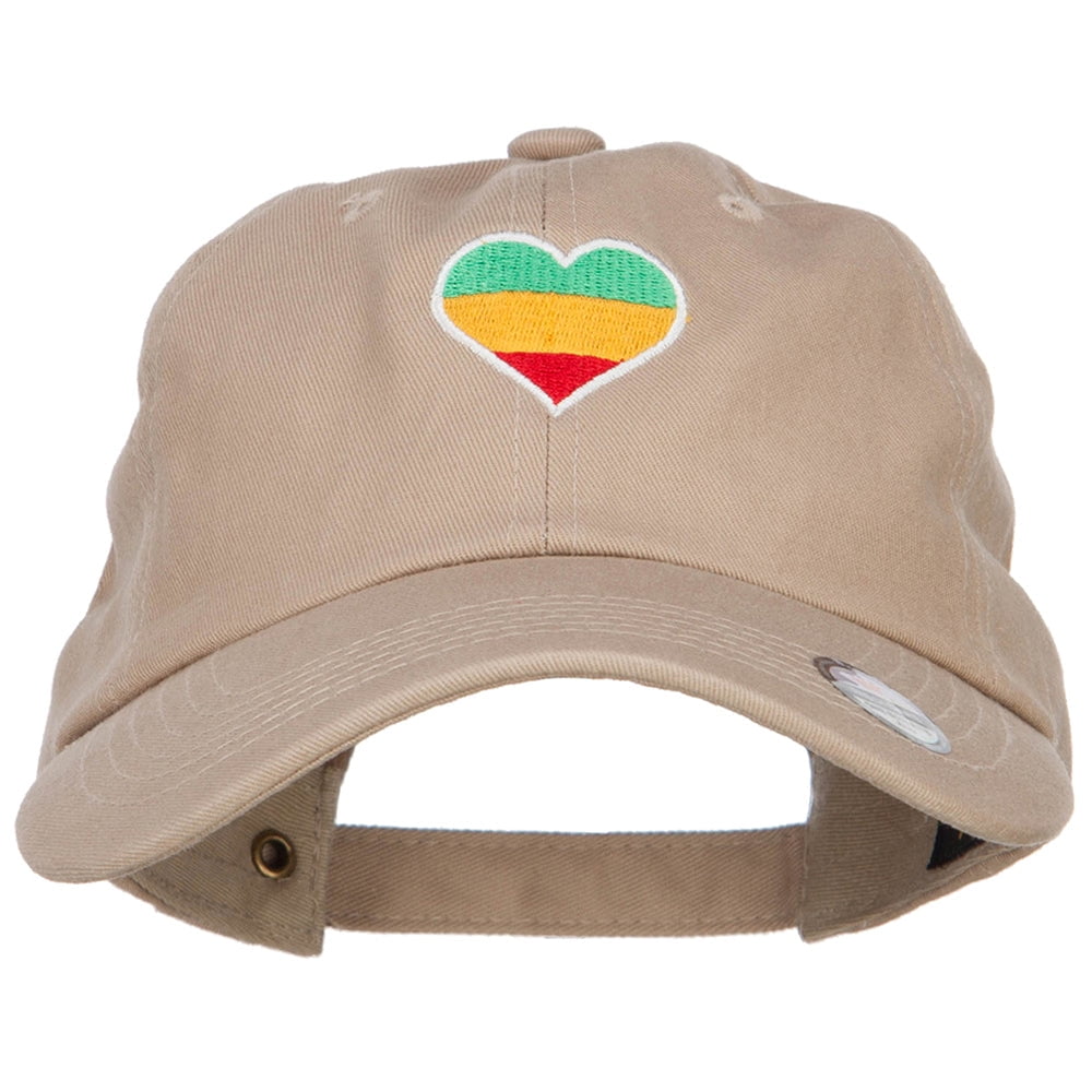 Rasta Heart Embroidered Unstructured Cap - Khaki OSFM - Walmart.com