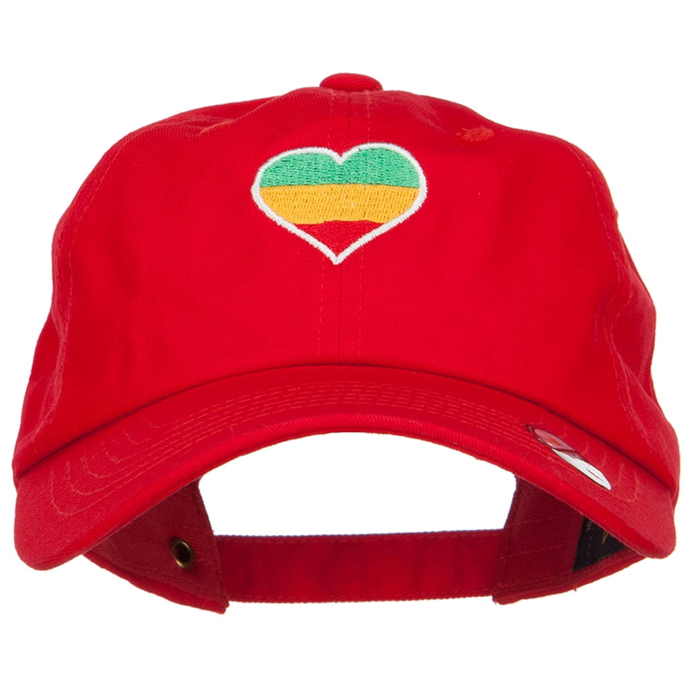 Rasta Heart Embroidered Unstructured Cap - Red OSFM - Walmart.com