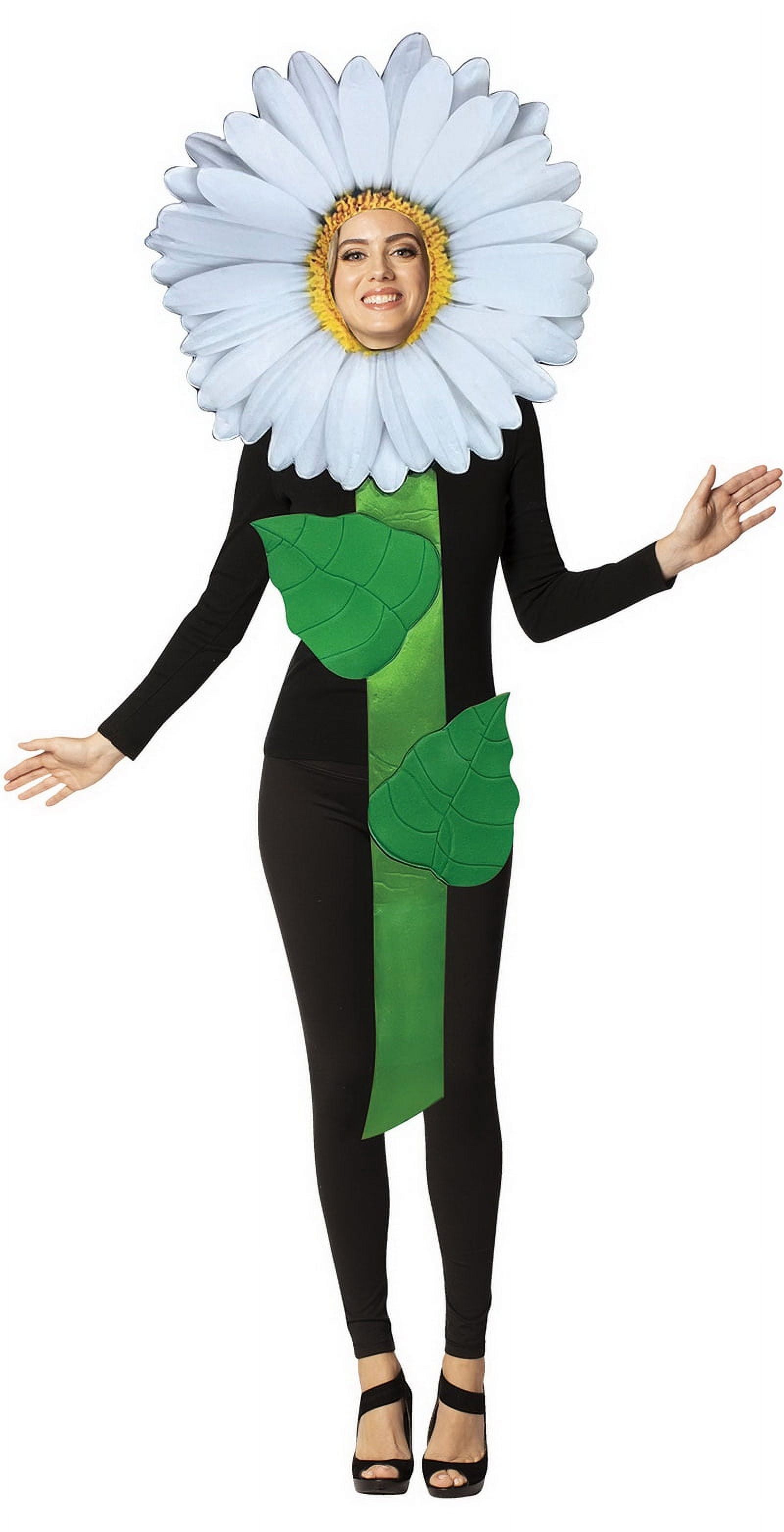 Rasta Imposta Halloween Daisy Flower Adult Costume with 3D Leaves ...