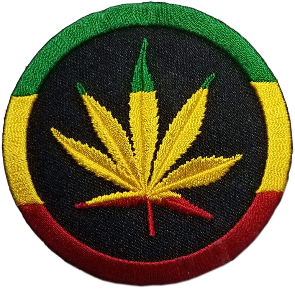 Rasta Leaf - Embroidered Sew On Patch 3" Round - Walmart.com