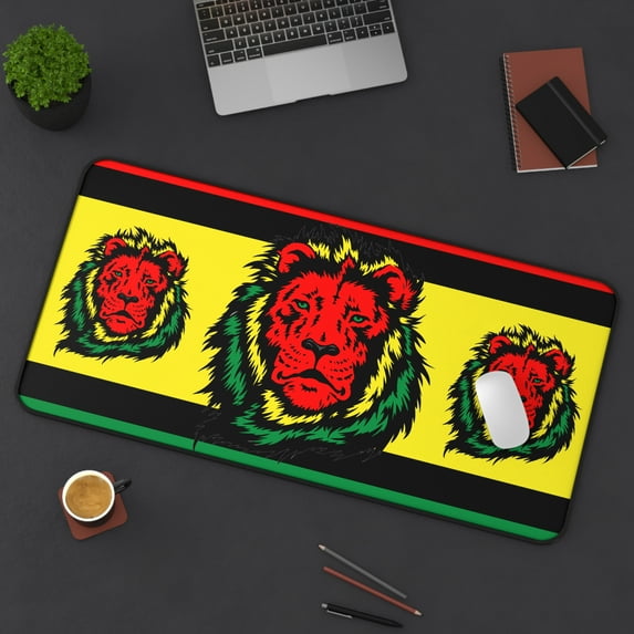 Rasta Lion Color Gaming Mouse Pad-Office Desk Mat-Desk-Lion Gaming Mat ...