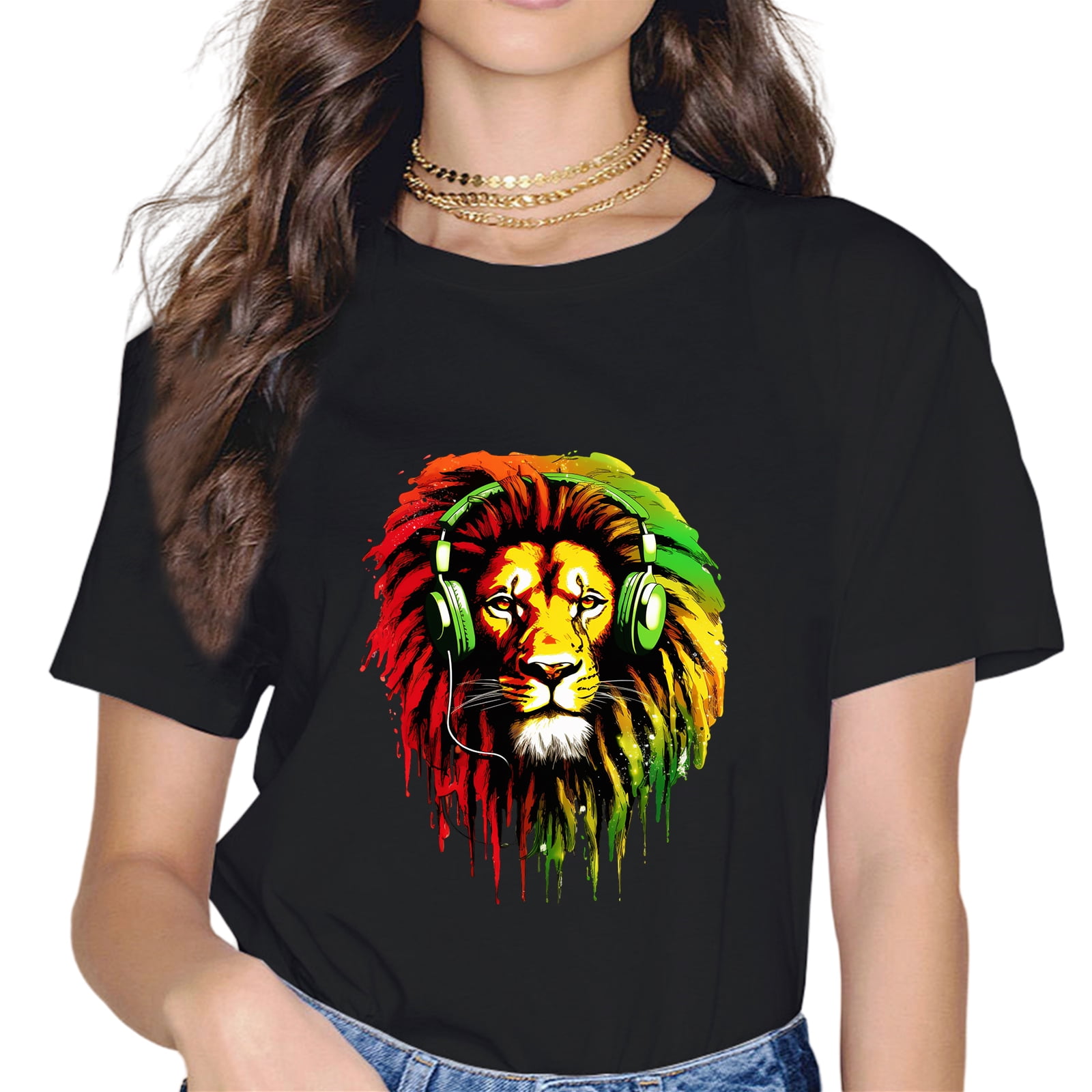 Rasta Lion Rastafari Design Reggae & Jamaica Vibes Headphone T-Shirt ...