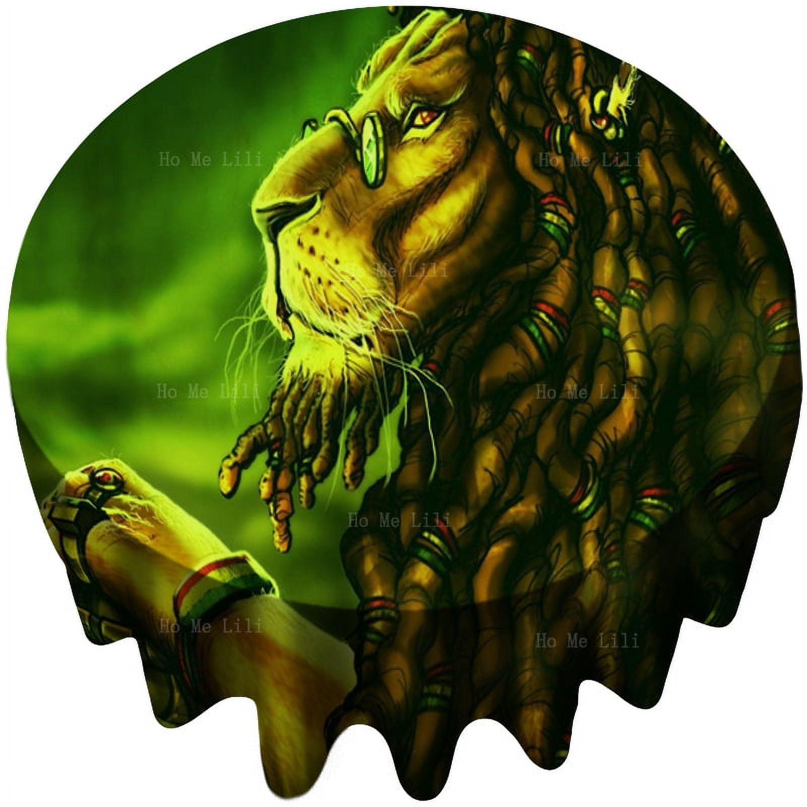 Rasta Lion Rastafarian Vintage King Spirit Animal Magic Movies Stained ...