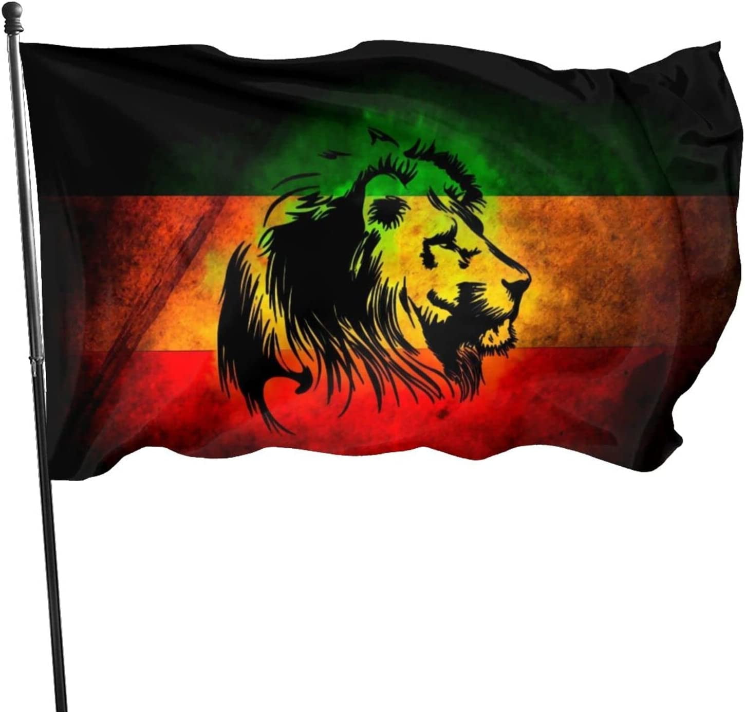 Rasta Lion Reggae Funny Flag, 3Ply Polyester, Heavy Duty, Double Sided ...