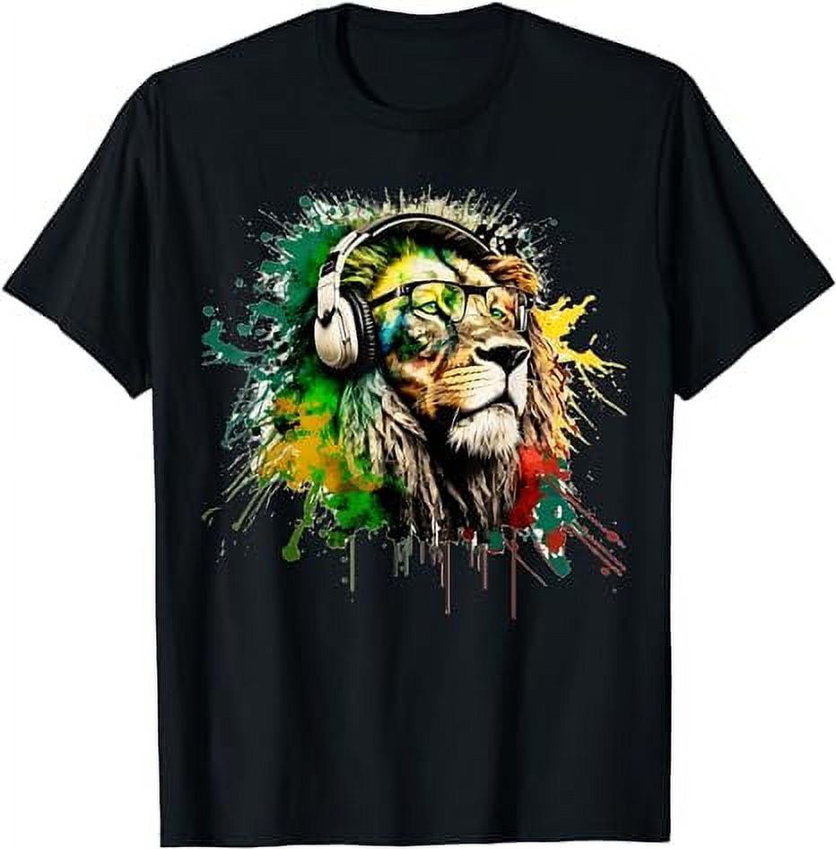 Rasta Lion Stylish Rastafari Design Reggae & Jamaica Vibes T-Shirt ...