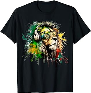 Rasta Lion Stylish Rastafari Design Reggae & Jamaica Vibes T-Shirt ...