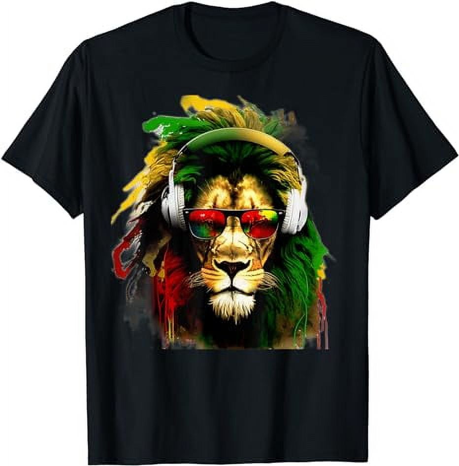 Rasta Lion Stylish Rastafari Design Reggae & Jamaica Vibes T-Shirt ...
