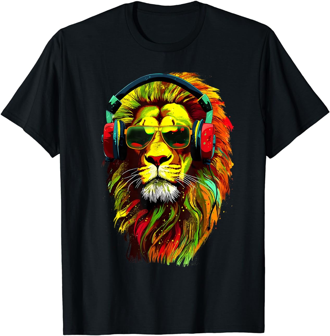 Rasta Lion Stylish Rastafari Design Reggae & Jamaica Vibes T-Shirt ...
