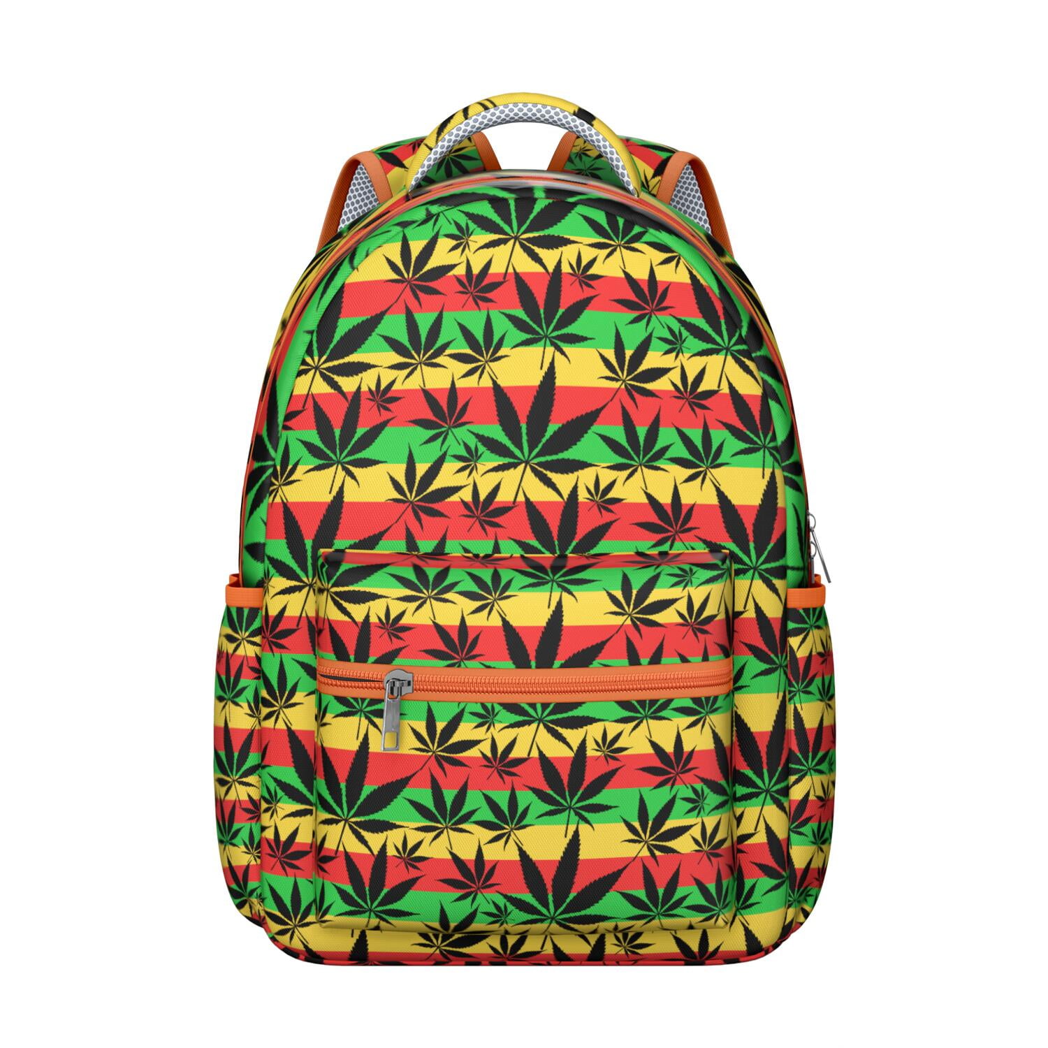 Rasta Marijuana Leaf Backpack - Waterproof Breathable Student Backpack ...