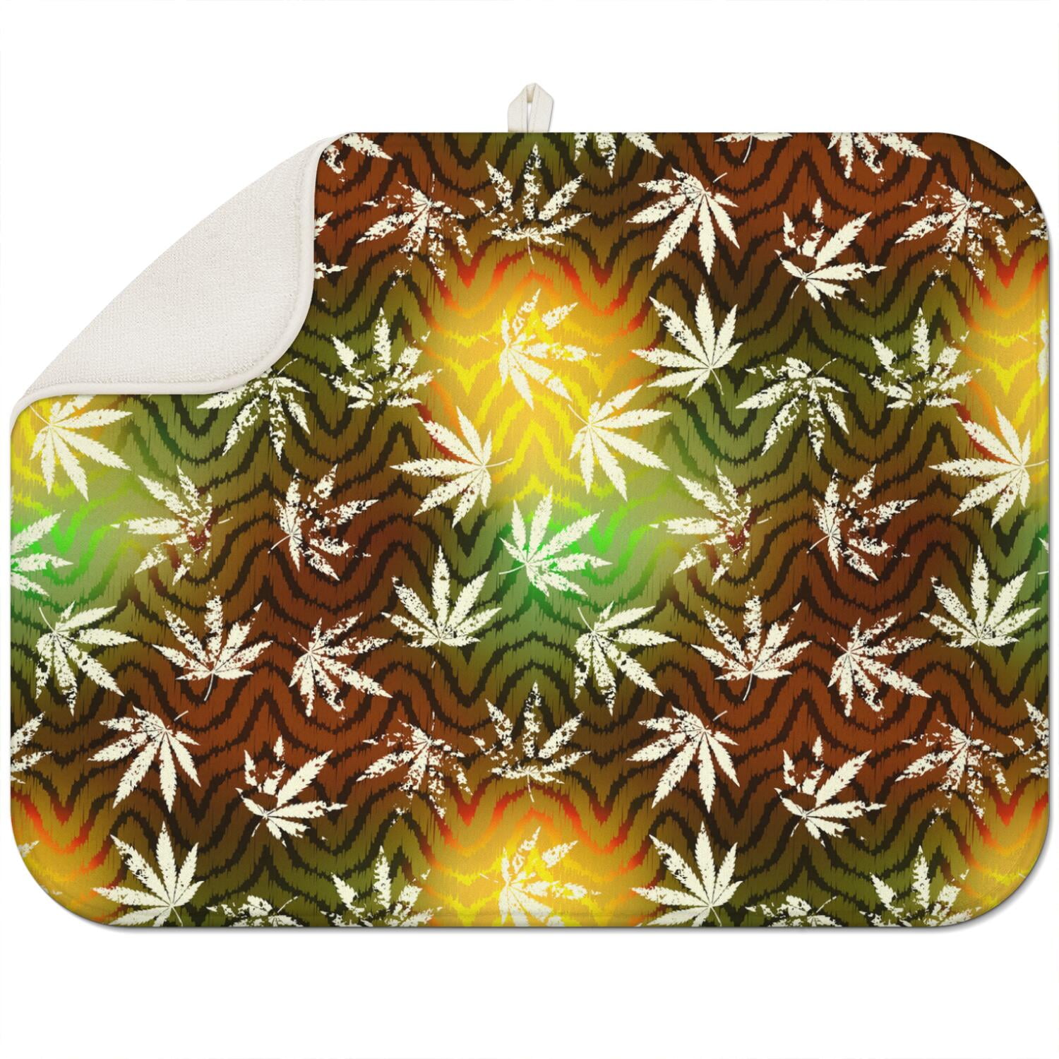 Rasta Marijuana Leaf Dish Drying Mat – Tie Dye Weed and Weed Aesthetic ...