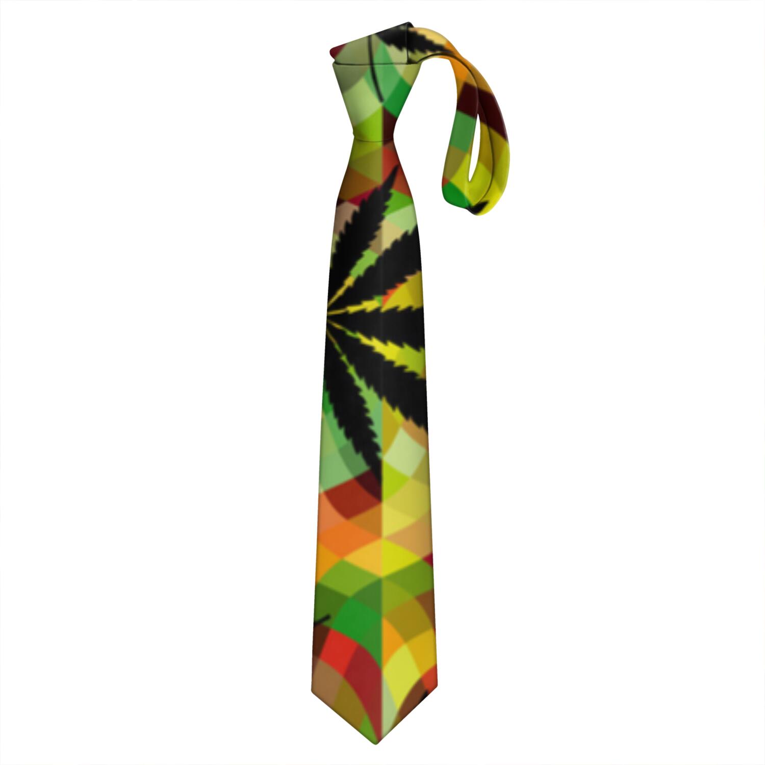 Rasta Marijuana Leaf Tie & Slim Tie Option: Trippy Leaf Pattern Necktie ...