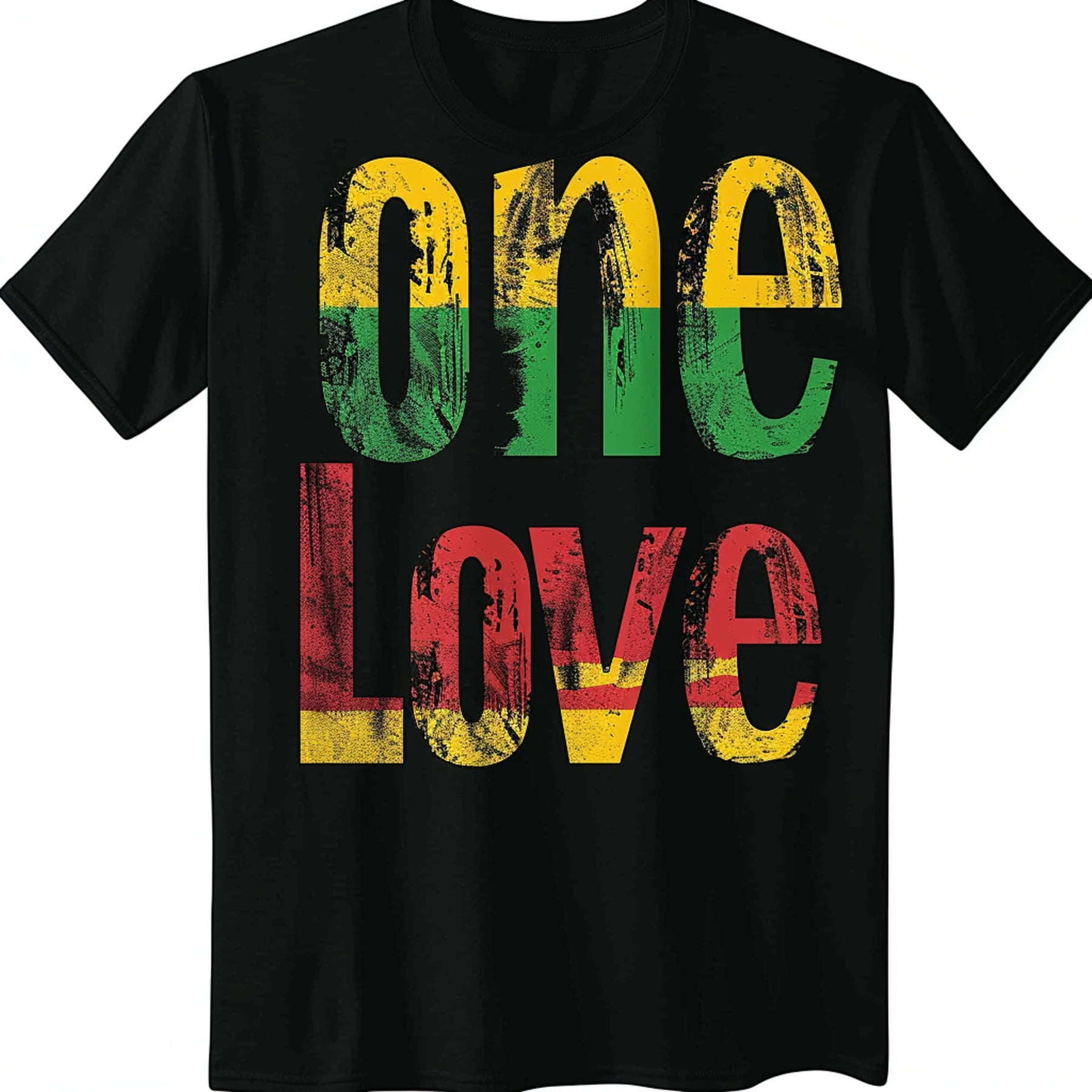 Rasta One Love Black T Shirt Colors Rastafarian Style Vector Design No ...