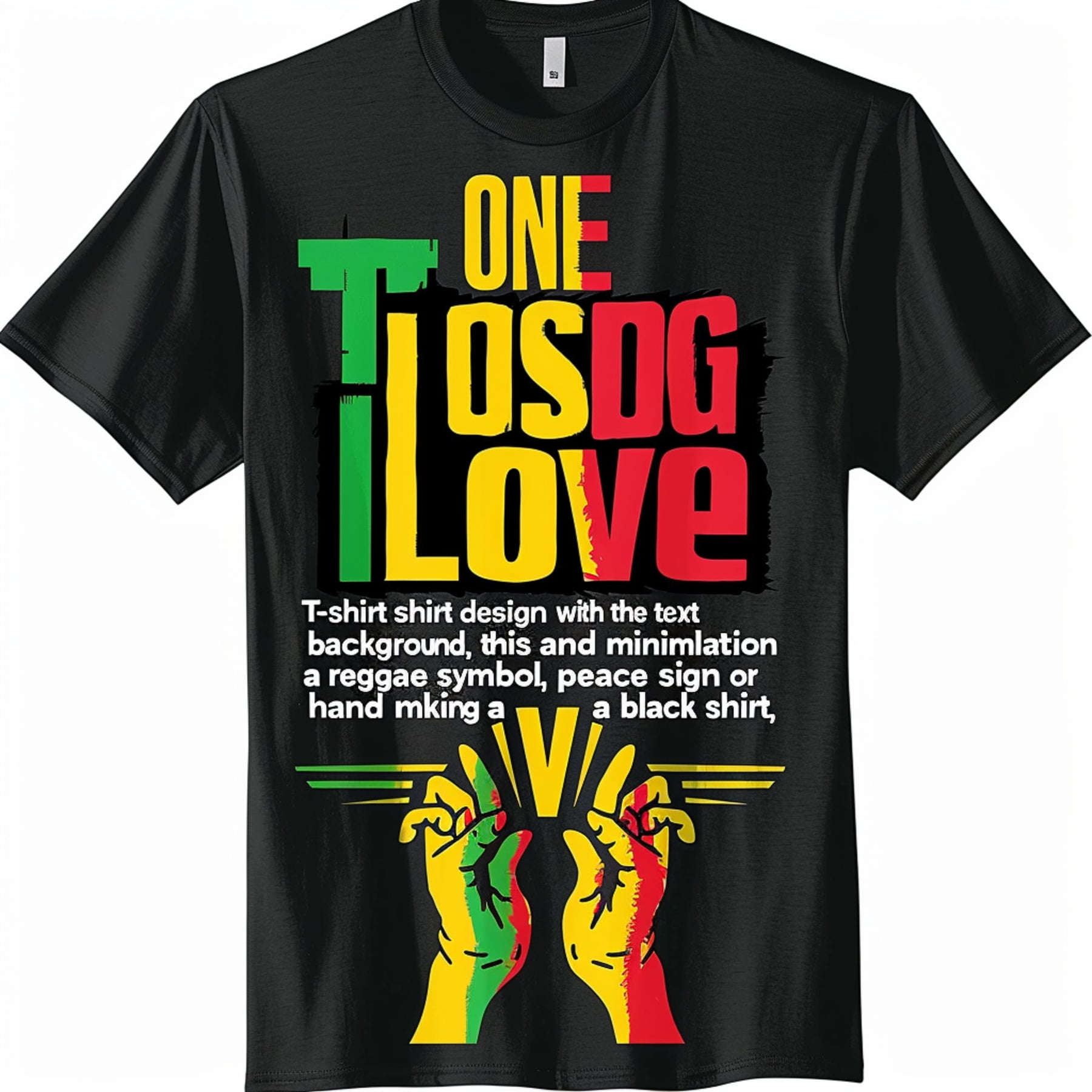 Rasta One Love Reggae Peace Sign Black TShirt Bob Style Rastafarian ...