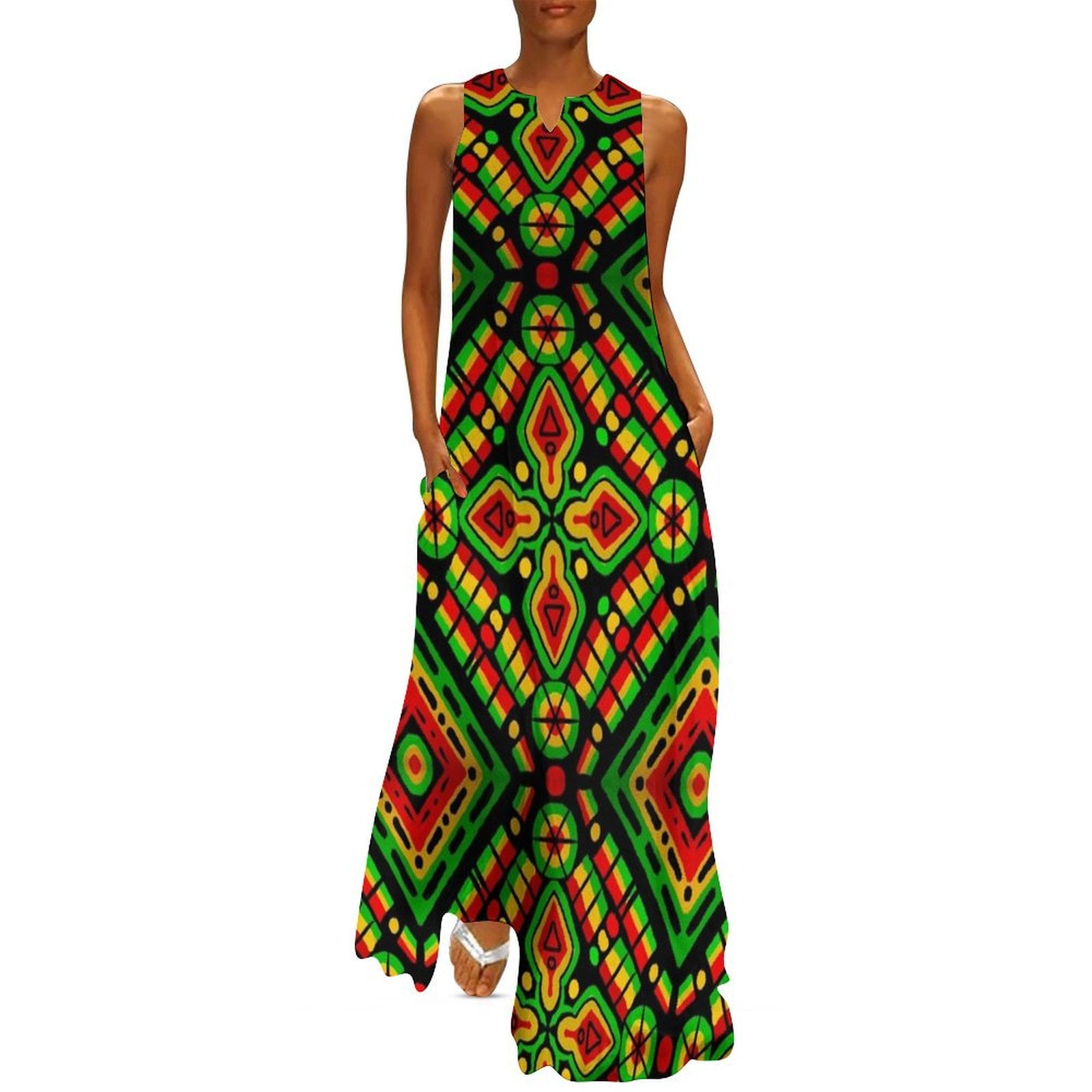 Rasta Pattern Long Dress elegant wom's sets prom dresses02 Casual ...