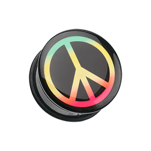 Rasta Peace Sign Single Flared Ear Gauge Plug - Walmart.com