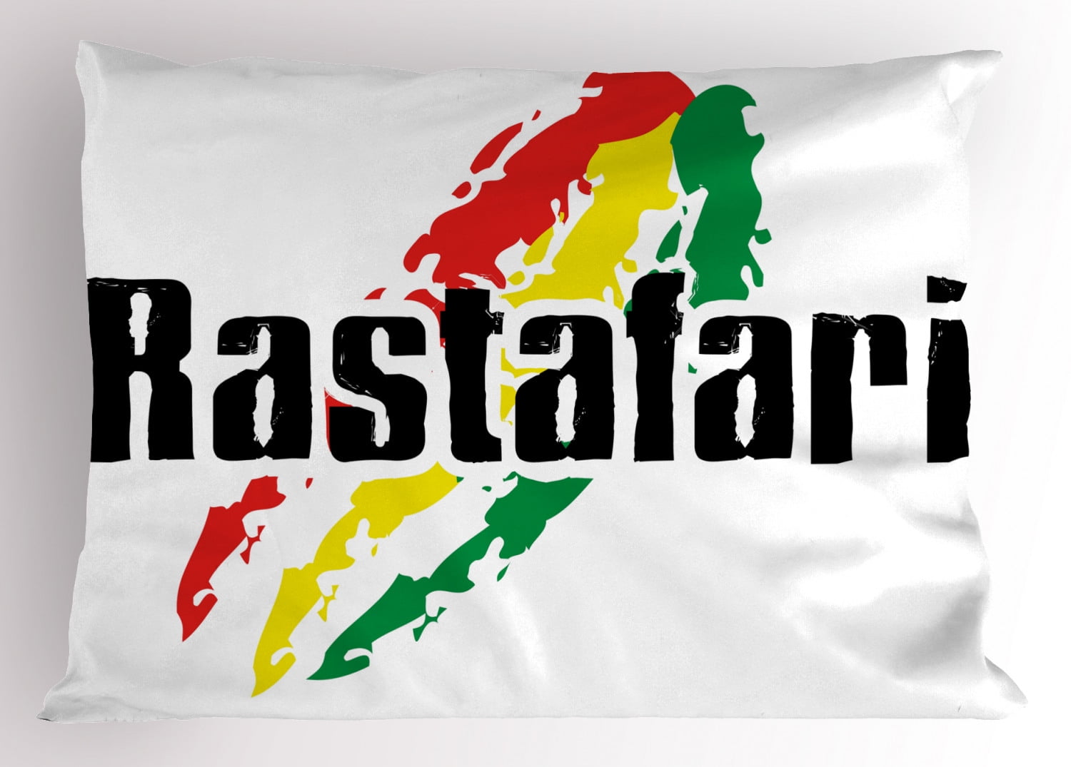 Rasta Pillow Sham Reggae Rastafari Lettering on Grunge Design Flag ...