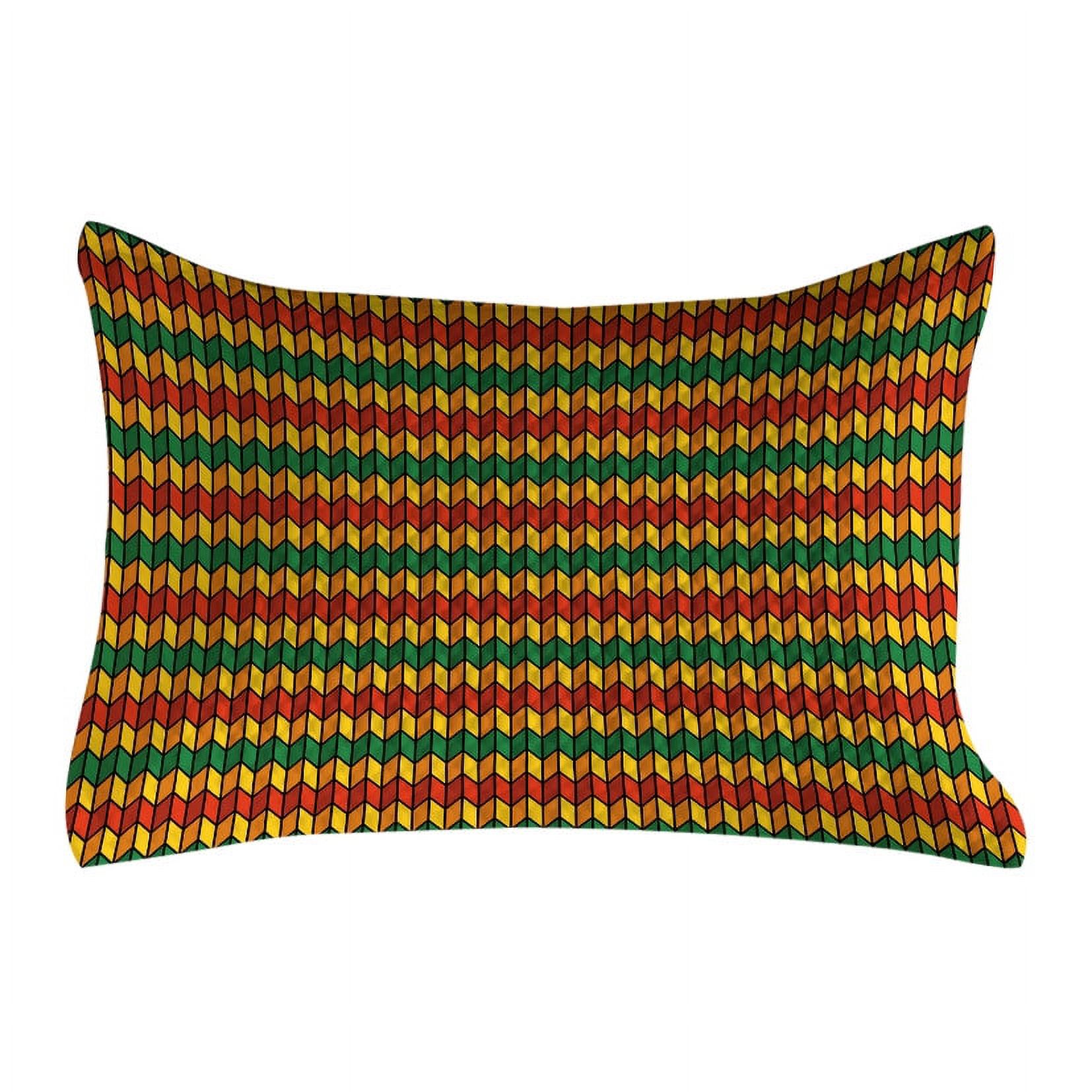 Rasta Quilted Pillowcover, Geometrical Zig Zag Triangle Inspired Shapes ...