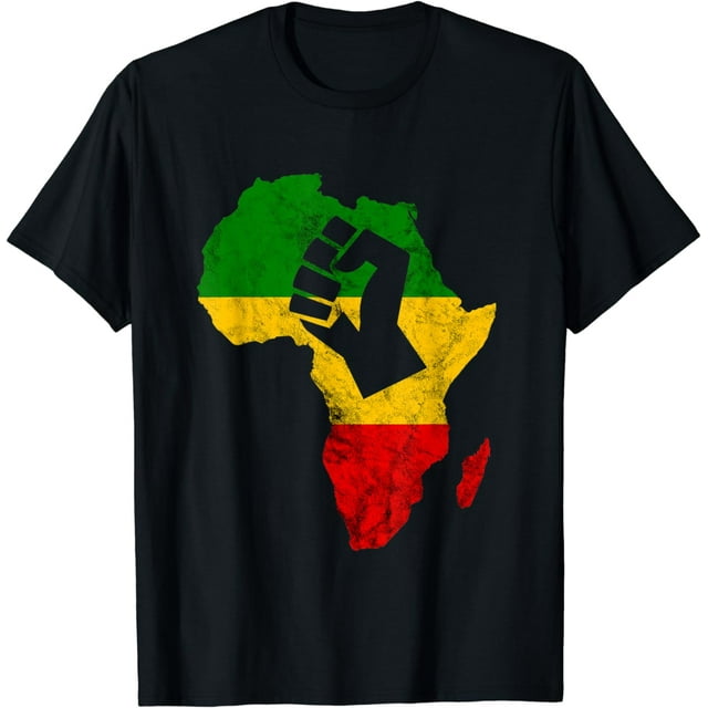 Rasta Reggae Africa Map Fist Rastafari Roots Jamaican Pride T-Shirt ...