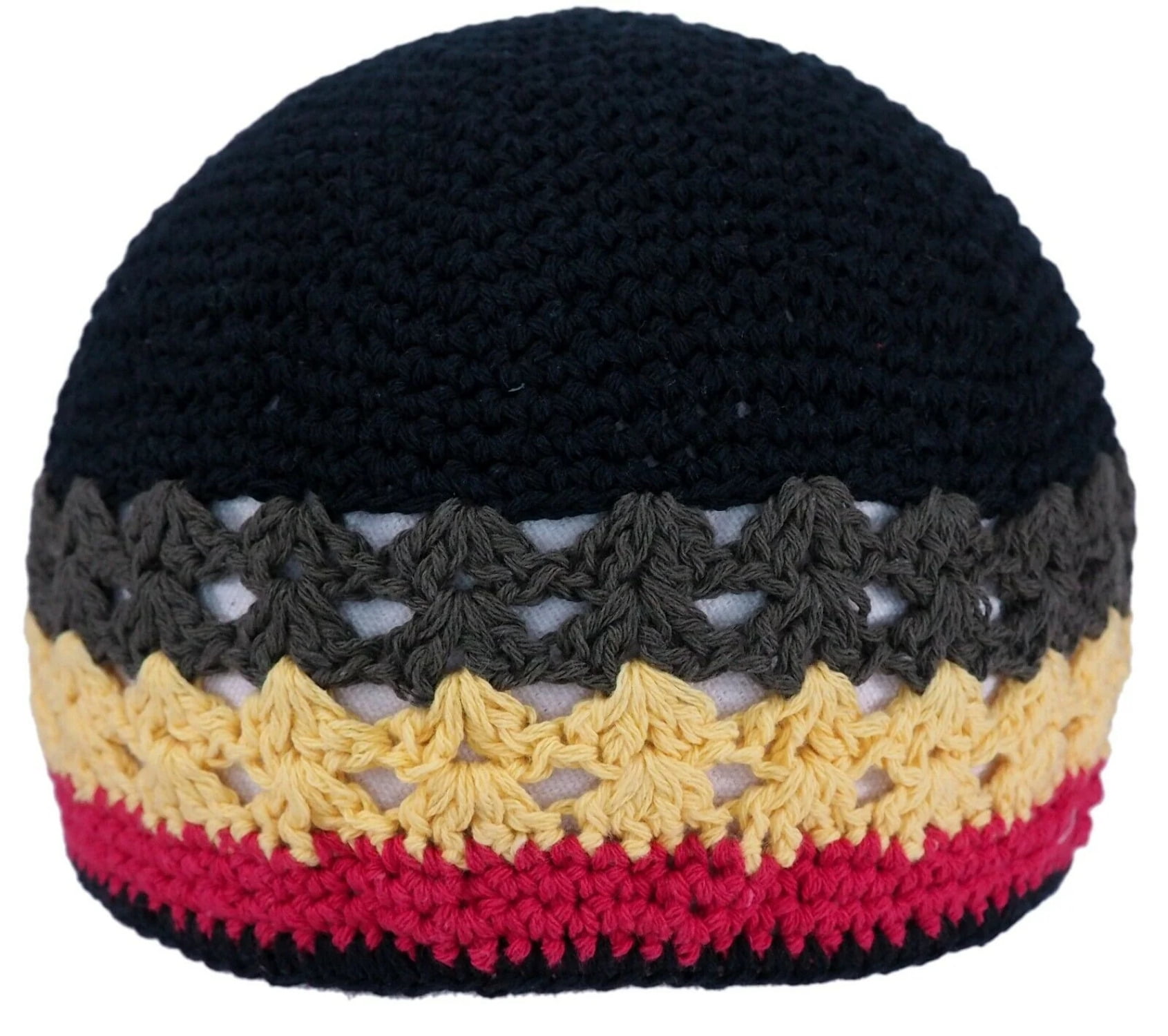 Rasta Reggae Black KUFI Crochet Beanie Skull Cap Knit Hat Muslim ...