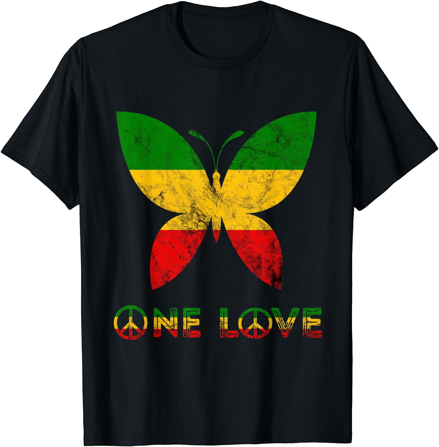 Rasta Reggae Butterfly Hippie Insects Bug One Love Music T-Shirt ...