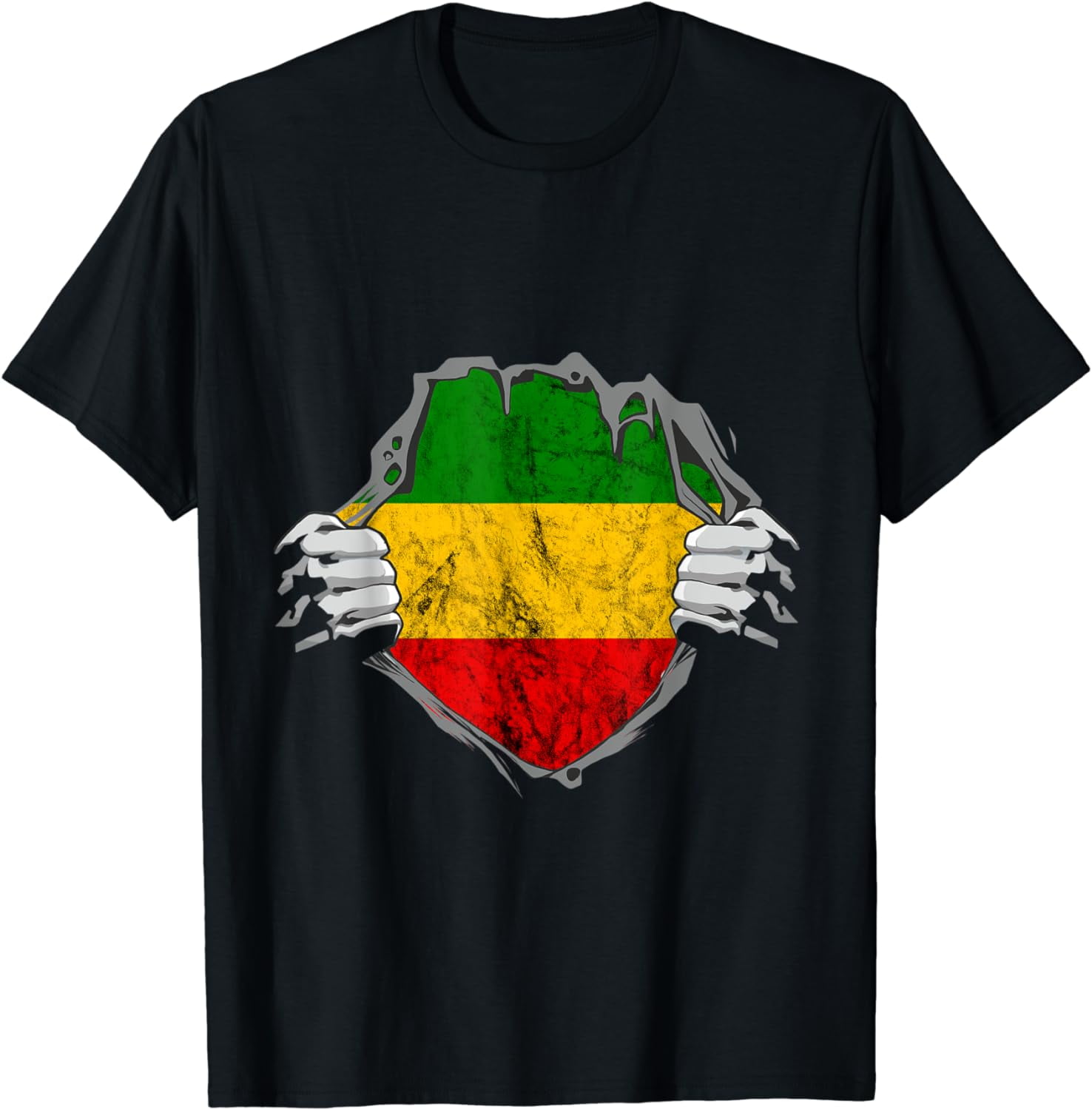 Rasta Reggae Chest Rastafarian Flag Rastaman Hippie Music T-Shirt ...