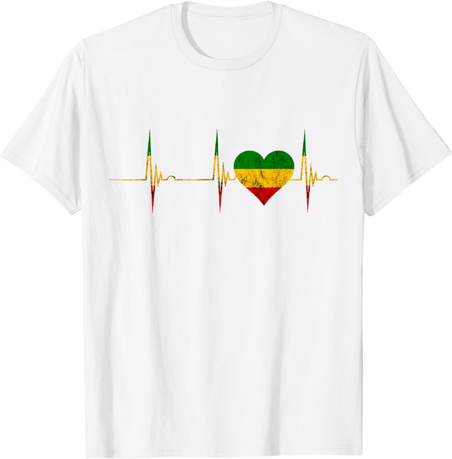 Rasta Reggae Heartbeat EKG Pulse Reggae Music Jamaica Heart T-Shirt ...