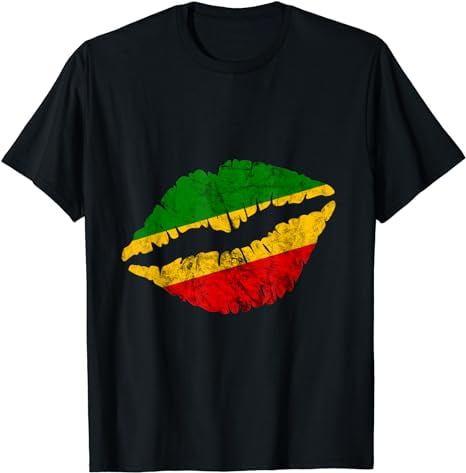 Rasta Reggae Lips Rastafari Roots Hippie Jamaican Pride T-Shirt ...