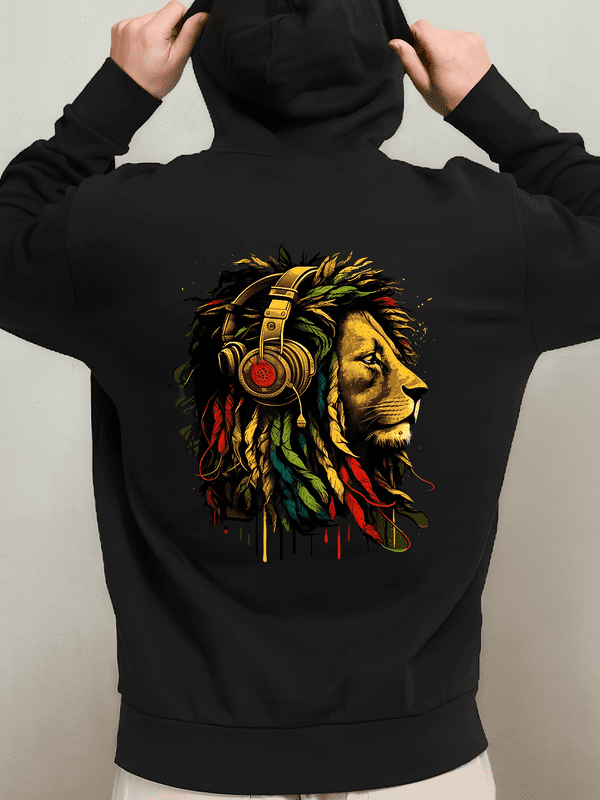 Rasta Reggae Music Headphones Jamaican Pride Lion Of Judah Hoodie ...