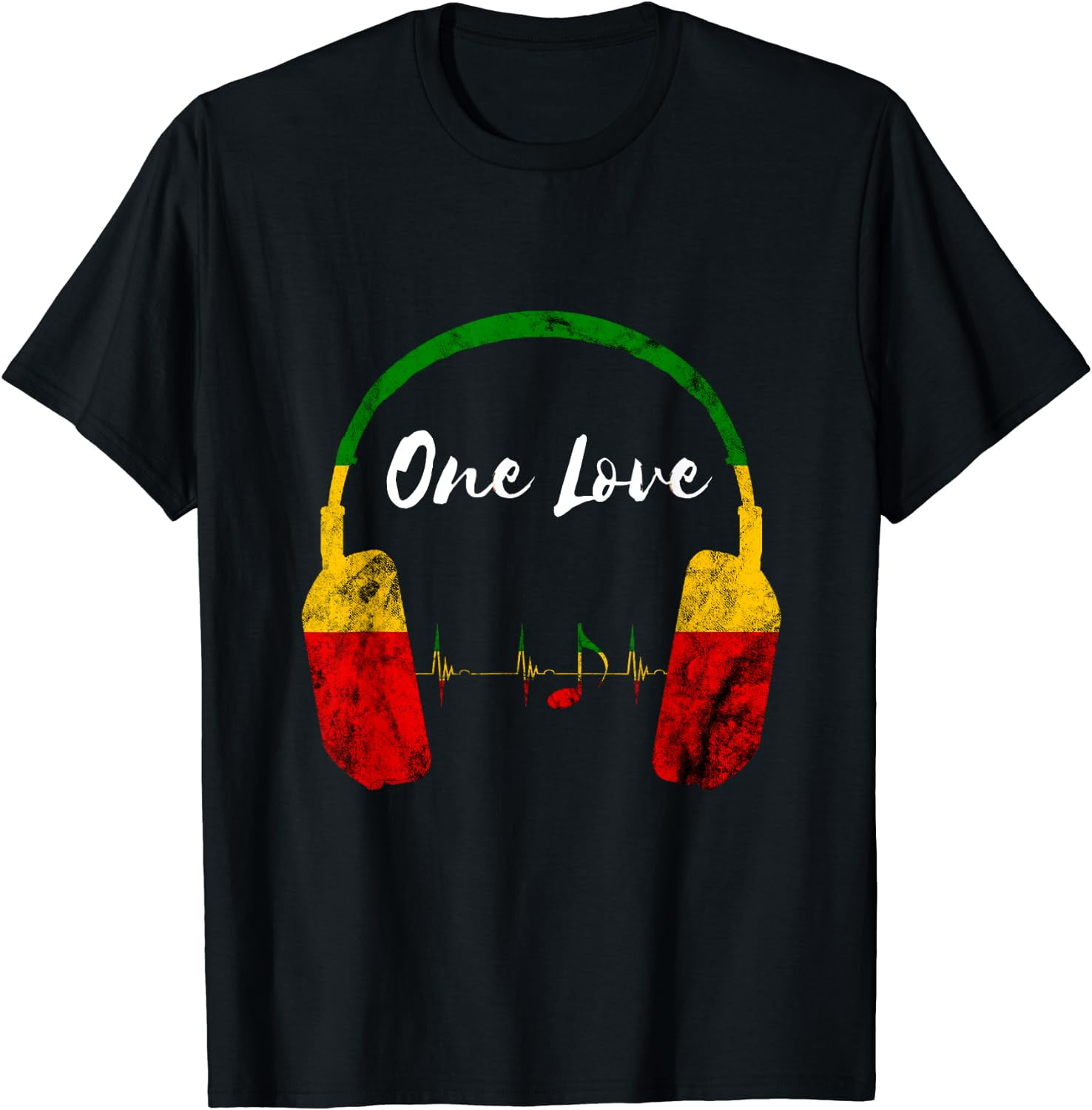 Rasta Reggae Music Headphones Jamaican Pride One Love T-Shirt Black 4X ...