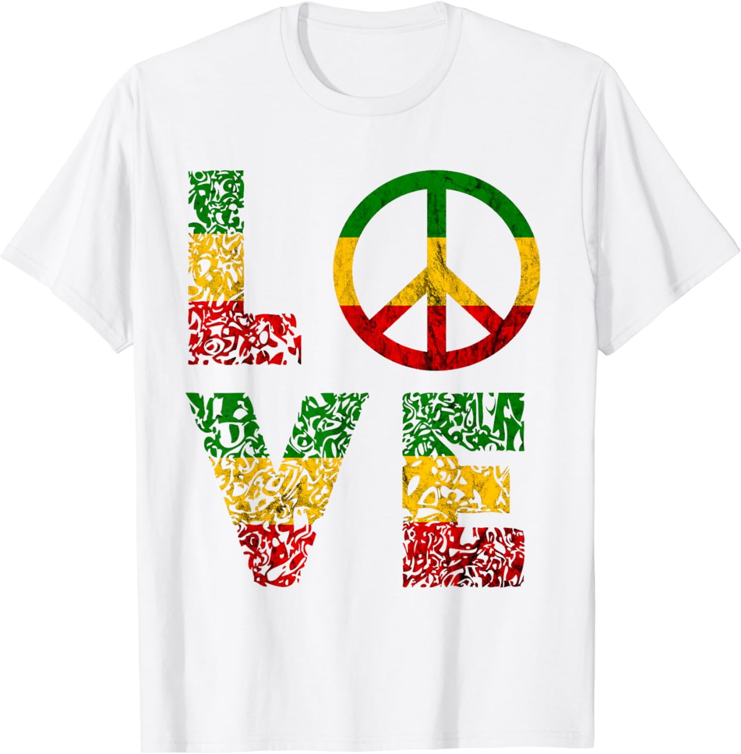 Rasta Reggae Music Love Peace Sign Rastafarian Lover Jamaica T-Shirt ...