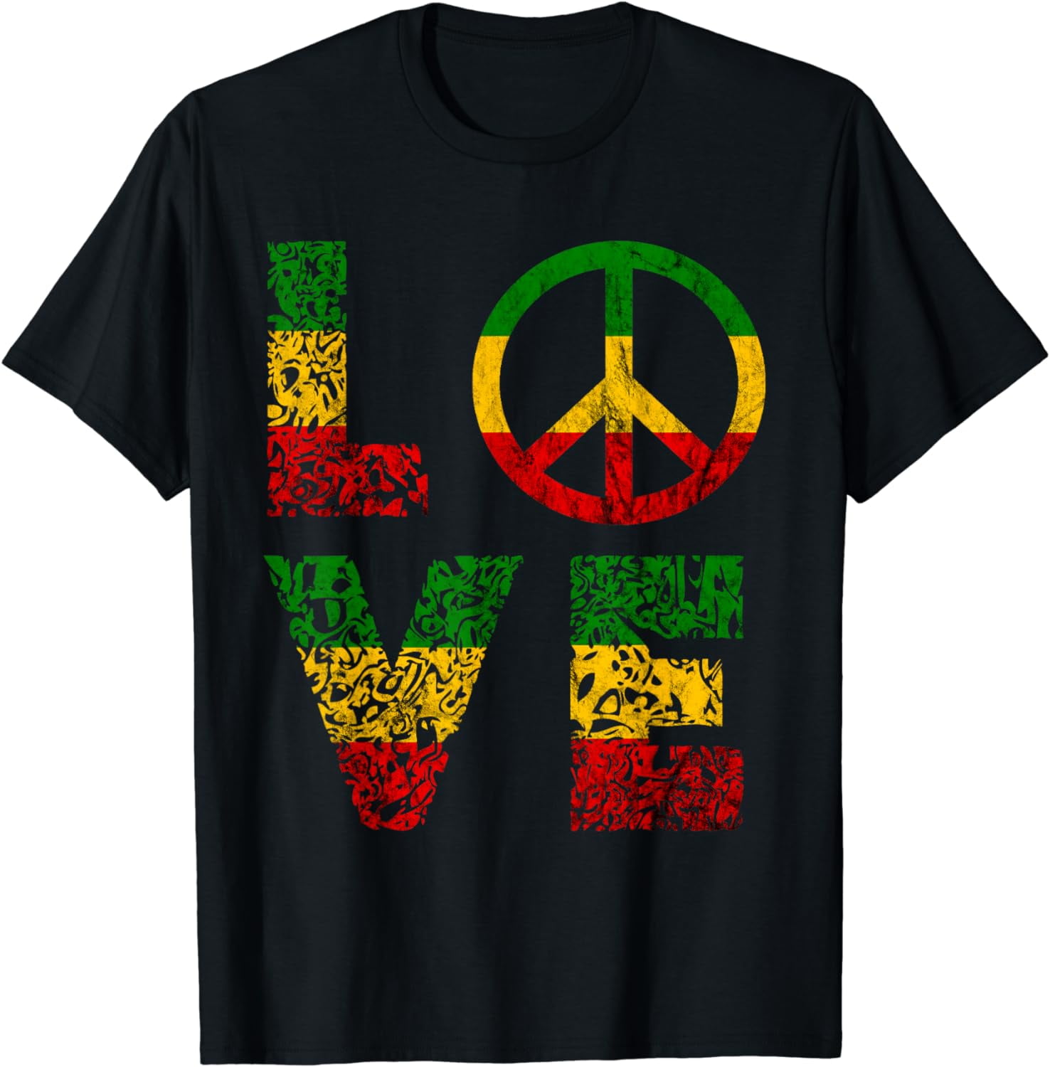 Rasta Reggae Music Love Peace Sign Rastafarian Lover Jamaica T-Shirt ...