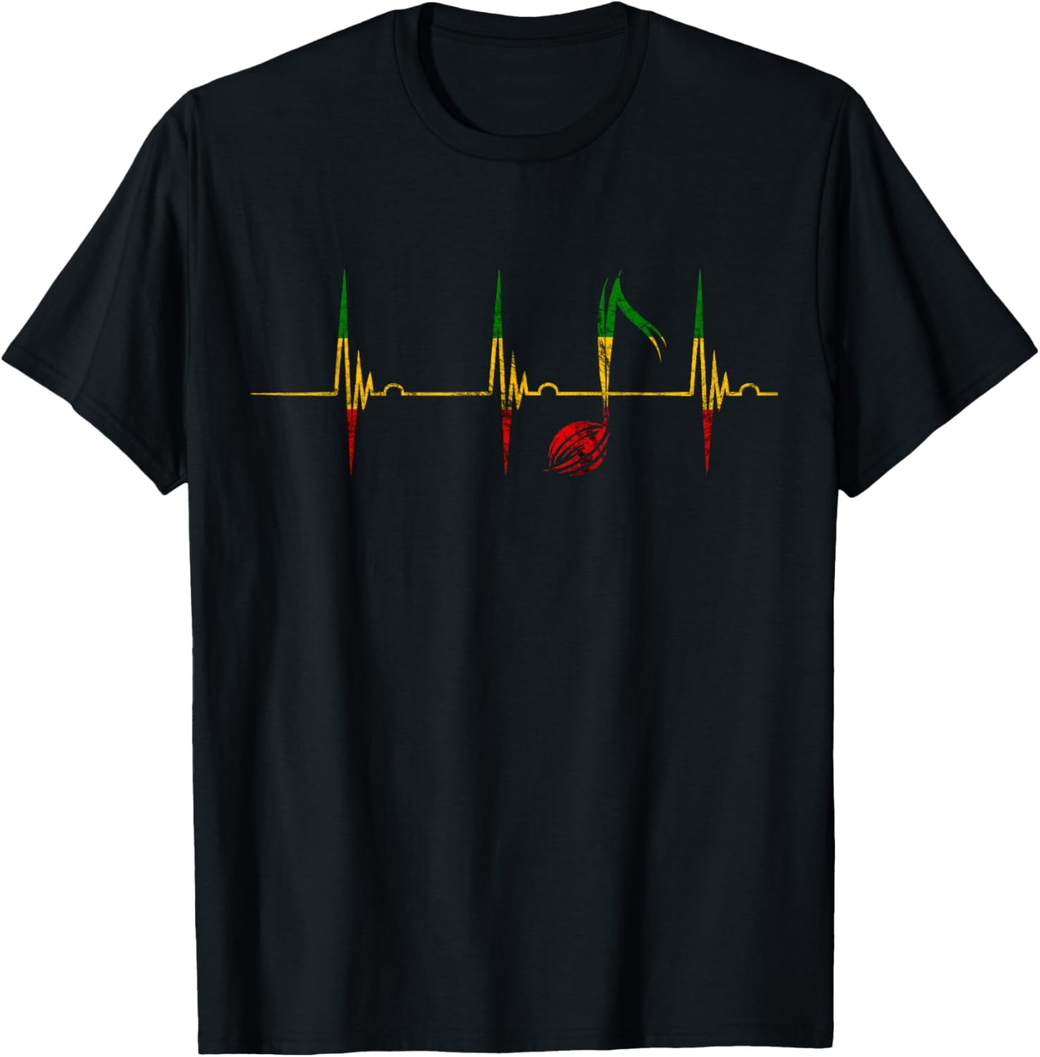 Rasta Reggae Music Note Heartbeat EKG Pulse Rastafari Roots T-Shirt ...