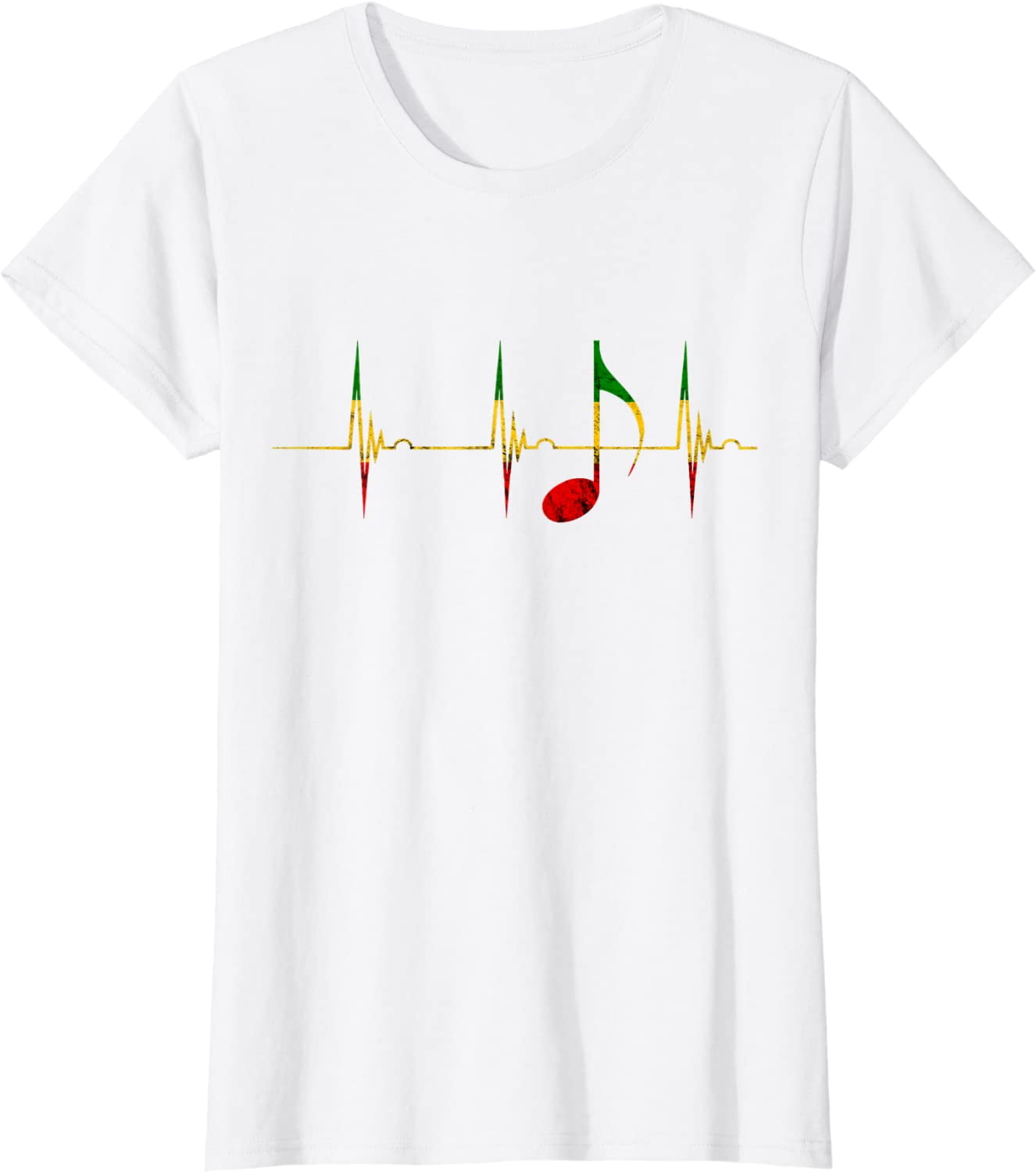 Rasta Reggae Music Notes Heartbeat EKG Pulse Clefs T-Shirt - Walmart.com