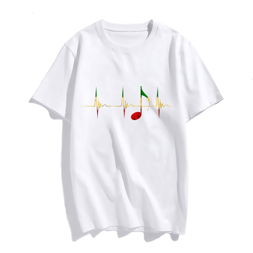 Rasta Reggae Music Notes Heartbeat EKG Pulse Clefs T-Shirt - Walmart.com