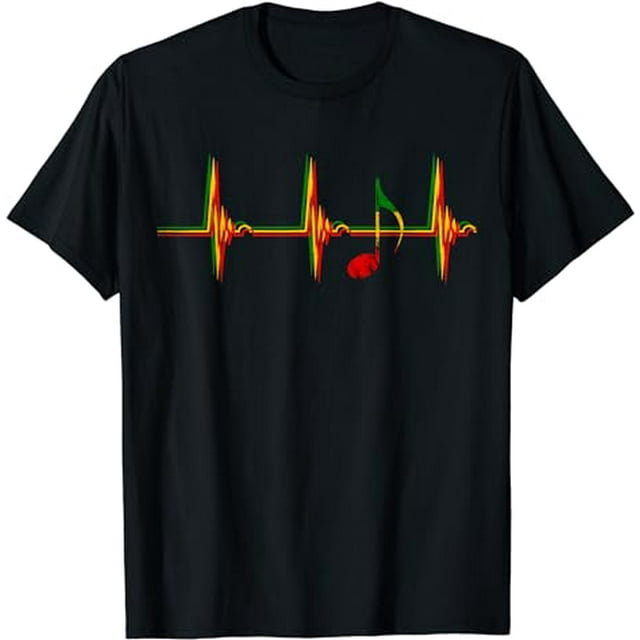Rasta Reggae Music Rastafari Roots Heartbeat EKG Pulse T-Shirt ...