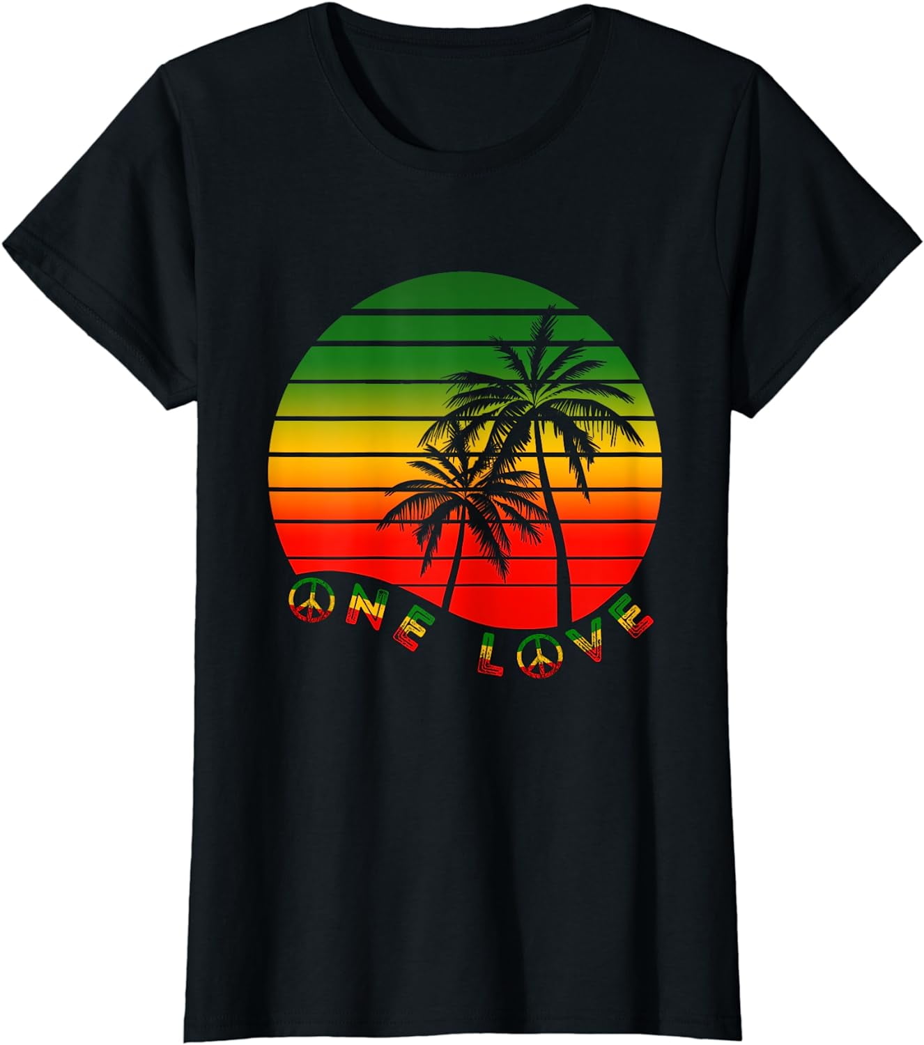 Rasta Reggae One Love Palms Reggaeton Rastafarian Pride T-Shirt ...